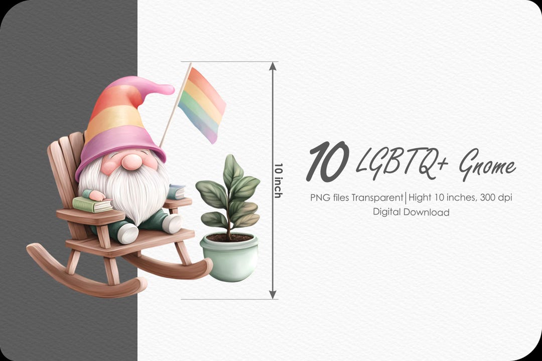 LGBTQ+ Gnome PNG Bundle | 10 Pride Gnome Clipart | Rainbow,trans,bi ...