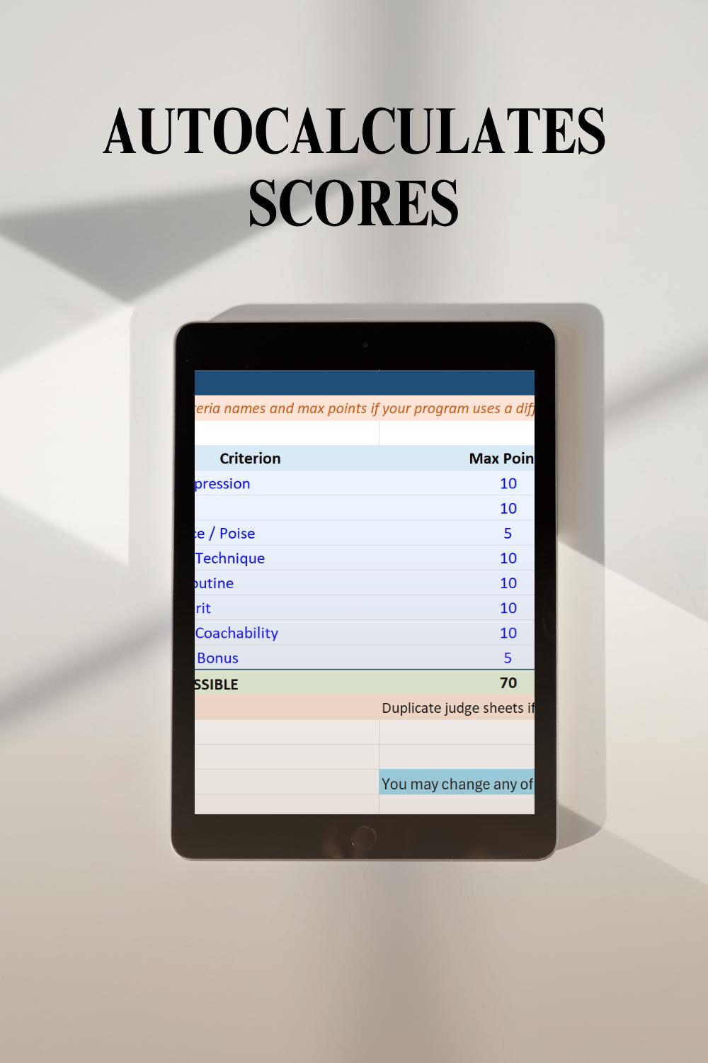 Cheerleading Tryout Score Sheet Excel |auto-calculating Tryout ...