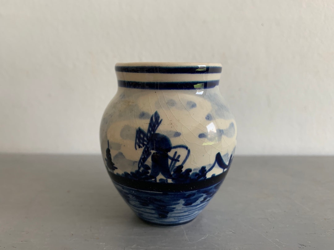 Genuine Delft Pottery Small Pot With Windmill Design. De - Etsy