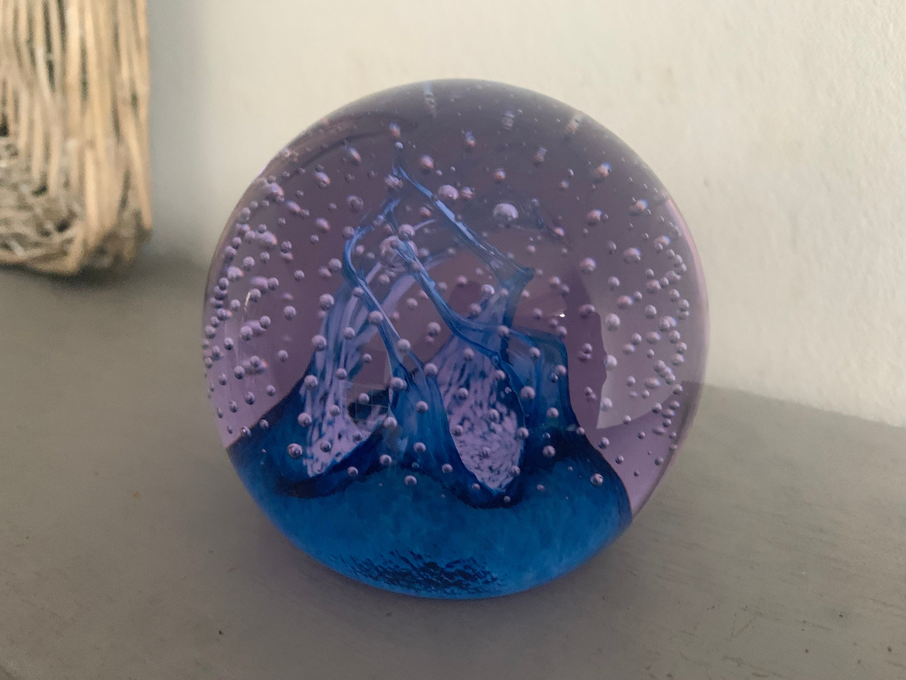 Vintage Caithness Paperweight. Cauldron Vase. Blue and Purple Glass ...