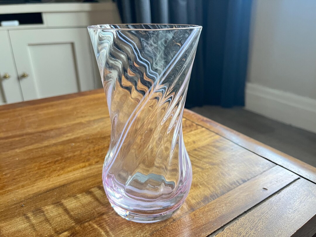 Caithness Vase With Pink Swirl Pattern. Scottish Art Glass Vintage Vase ...