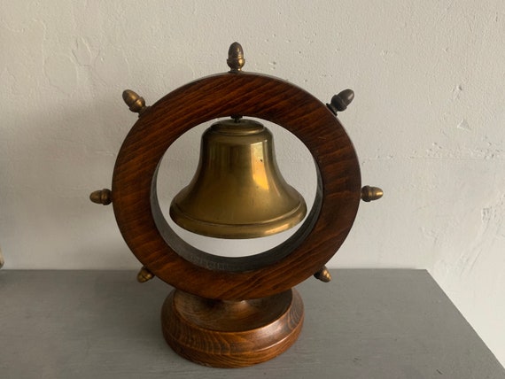 Nautical Brass Bell. Table Top Bell. Ships Wheel Bell. Round Bell. Nautical Gift. Ships Bell Etsy UK