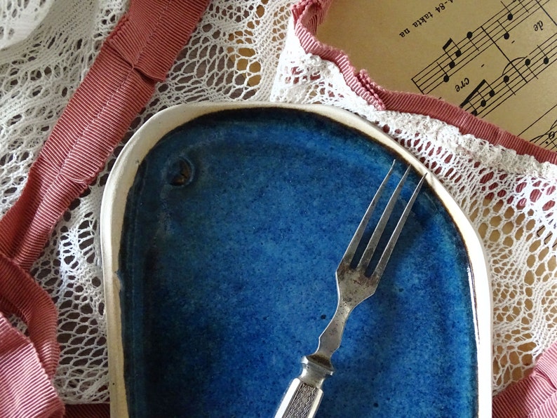 Indigo Blue Pottery Dessert Plate Ceramic Stoneware Dish Small - Etsy