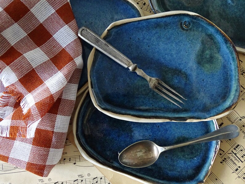 Indigo Blue Pottery Dessert Plate Ceramic Stoneware Dish Small - Etsy