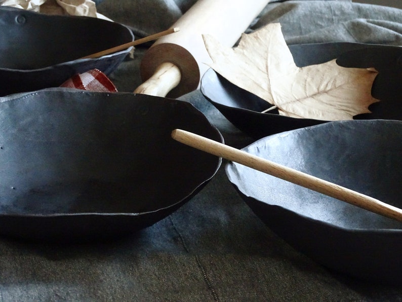 Handmade Black Ceramic Serving Bowl: Rustic Stoneware Salad Bowl - Etsy