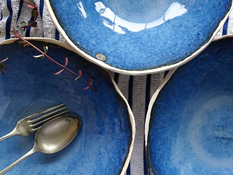 Indigo Blue Ceramic Bowl Large Organic Pottery Bowl Stoneware - Etsy