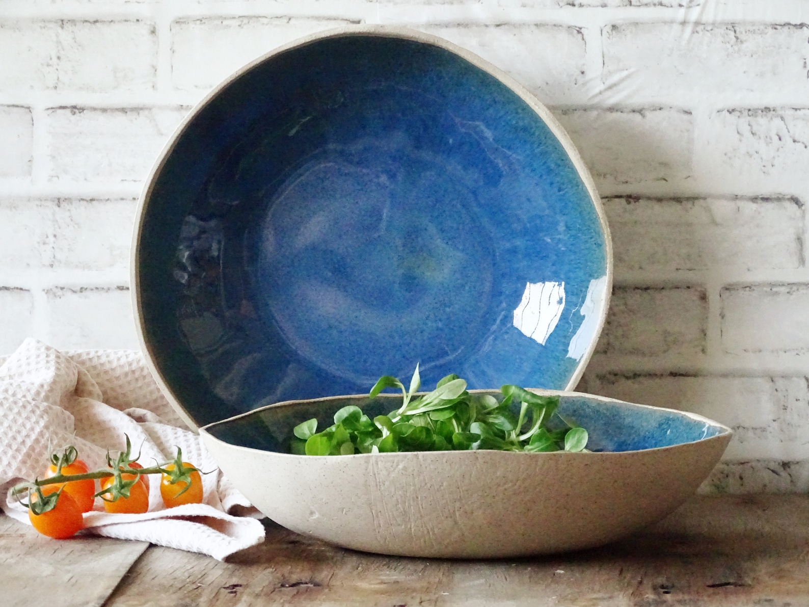 Extra Large Indigo Blue Ceramic Bowl: Rustic Stoneware Pottery, Wabi ...