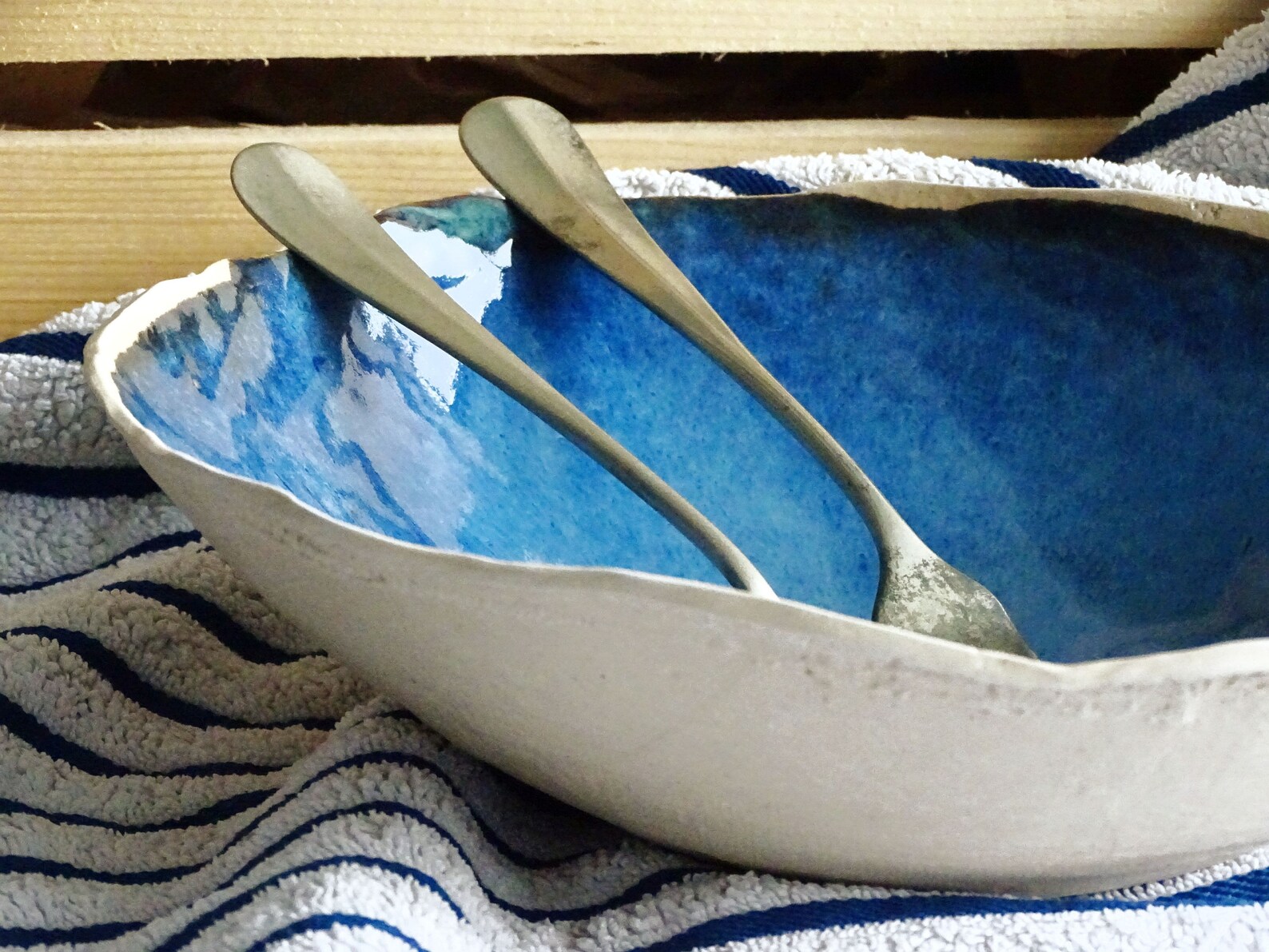 Indigo Blue Ceramic Bowl Large Organic Pottery Bowl Stoneware - Etsy