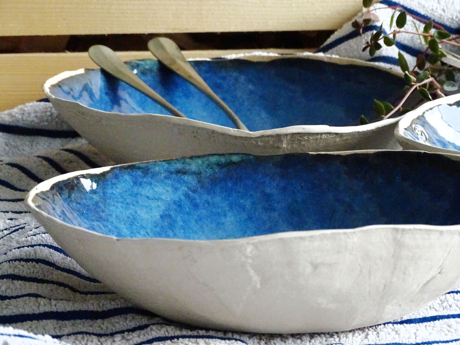 Indigo Blue Ceramic Bowl Large Organic Pottery Bowl Stoneware - Etsy