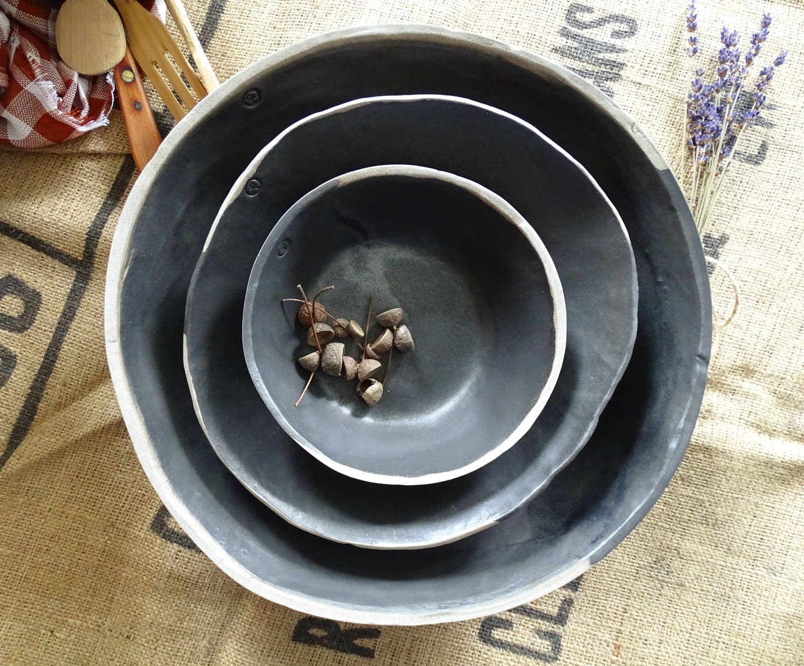 Extra Large Ceramic Bowl Black Organic Pottery Bowl Modern | Etsy