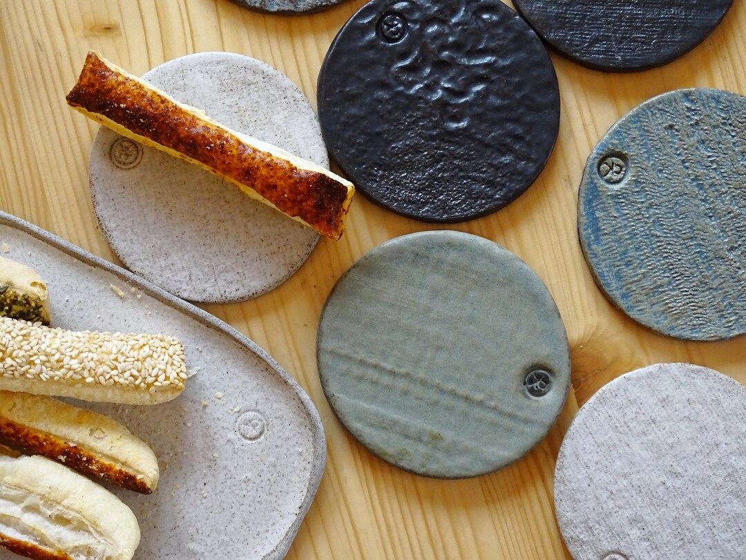 Handmade Ceramic Coaster Set: Artisan Stoneware Drink Coasters - Etsy