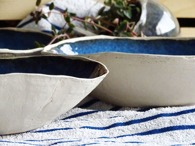 Indigo Blue Ceramic Bowl Large Organic Pottery Bowl Stoneware - Etsy