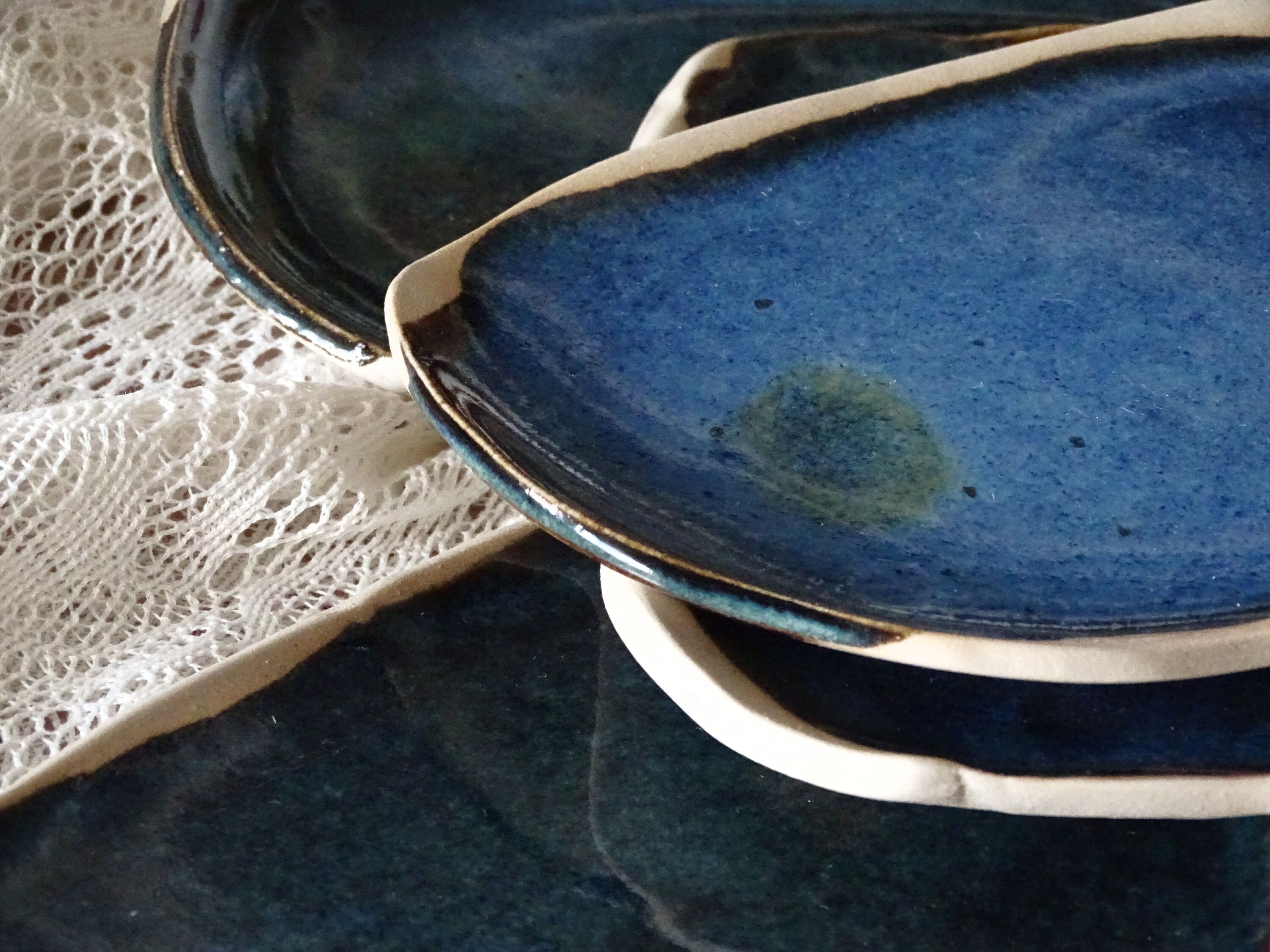 Indigo Blue Pottery Dessert Plate Ceramic Stoneware Dish Small | Etsy