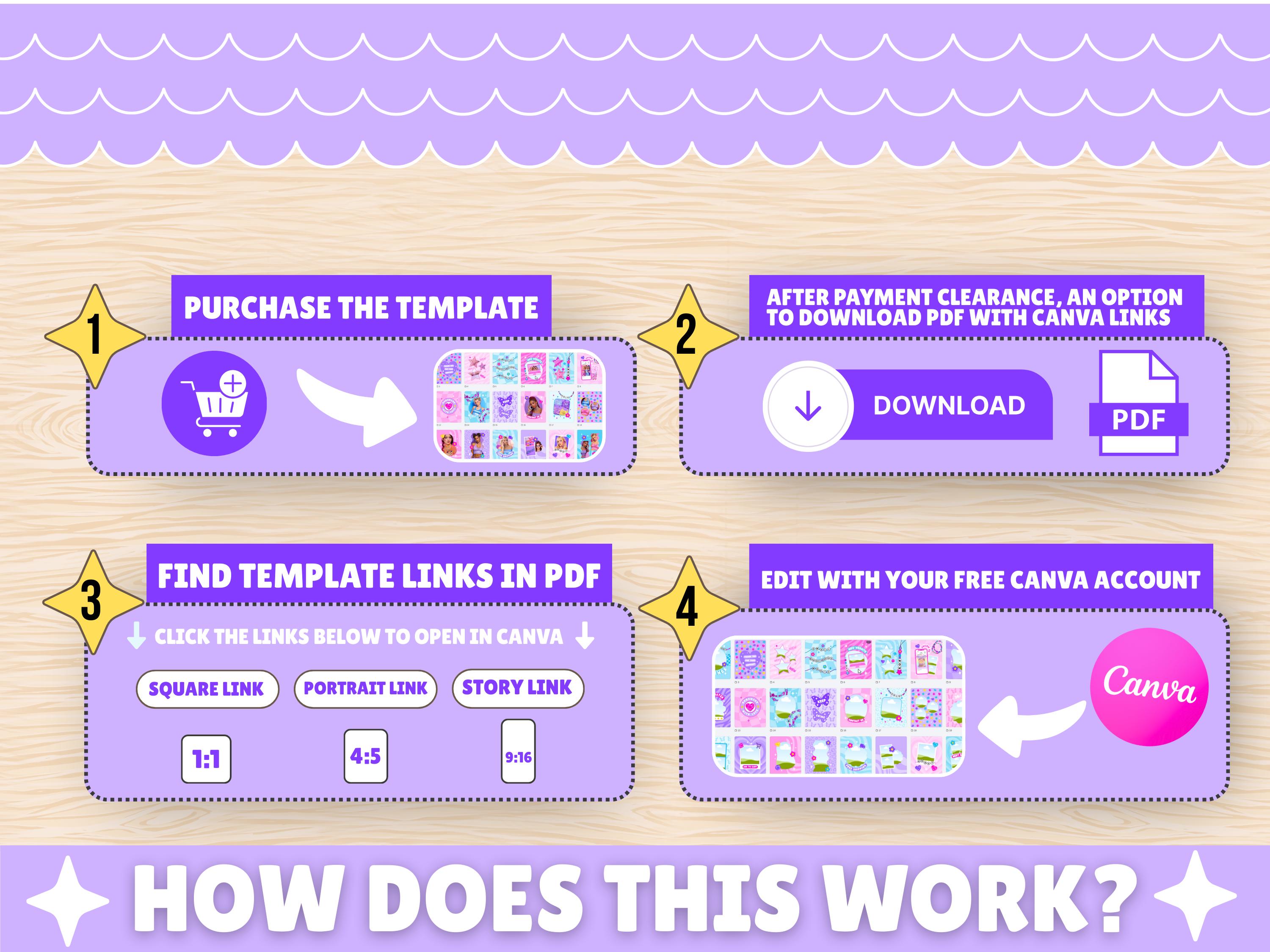 Y2K Early 2000s Canva Instagram Templates Small Business Branding Kit ...