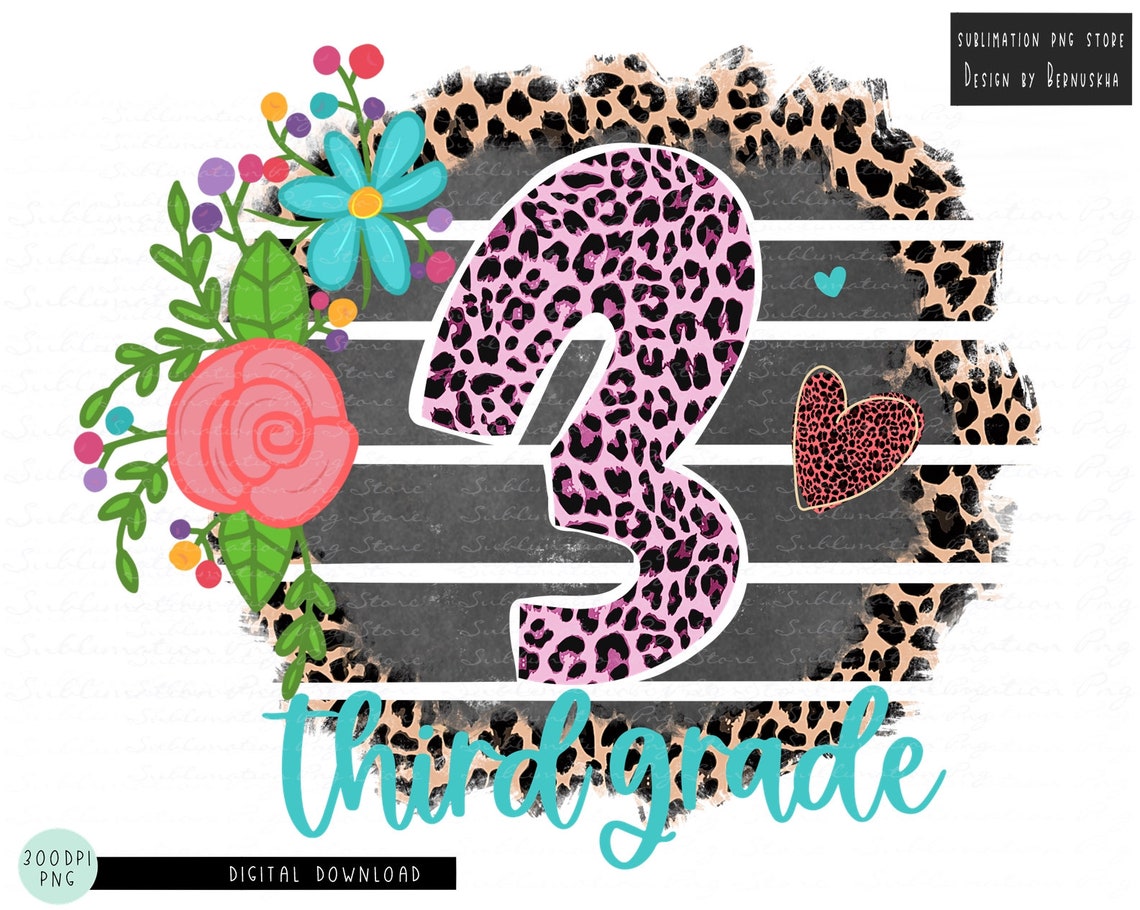 Third Grade Leopard Back to School Png Sublimation Design - Etsy