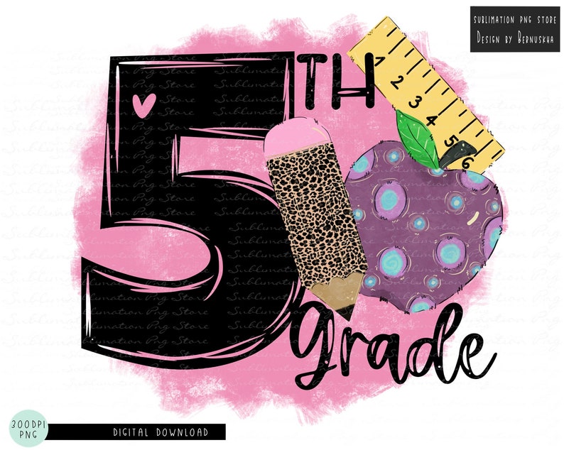 Fifth Grade Back to School Png Sublimation Design Download - Etsy