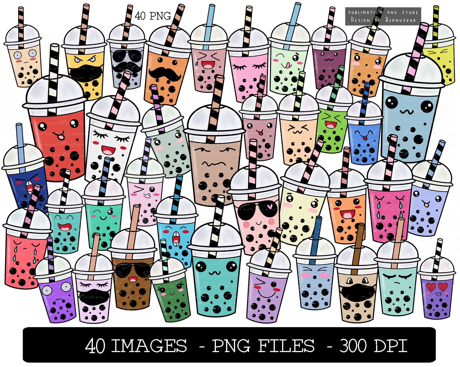 Boba Milk Teas Clip Art