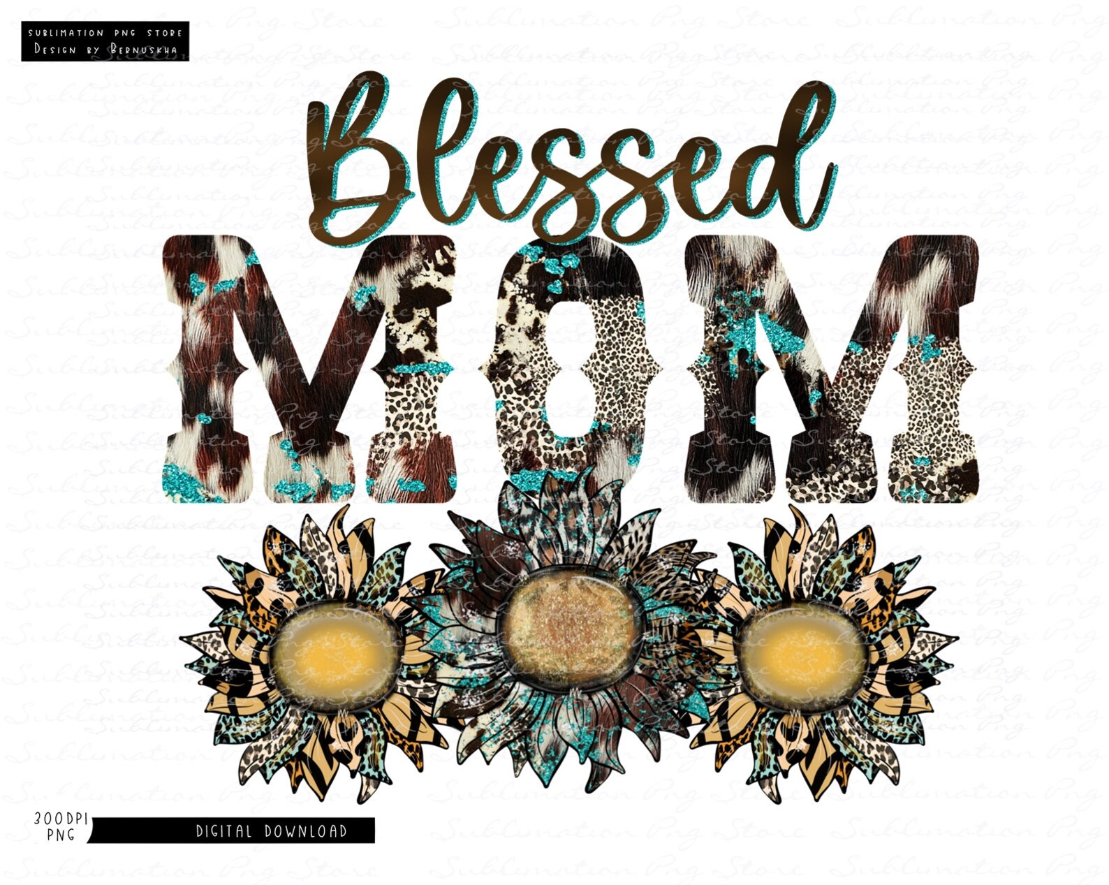 Blessed Mom Png Western Mom Png Country Mom Png Cowhide - Etsy