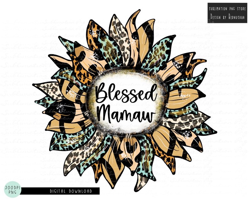 Blessed Mamaw Sunflower Png Sublimation Design Download - Etsy