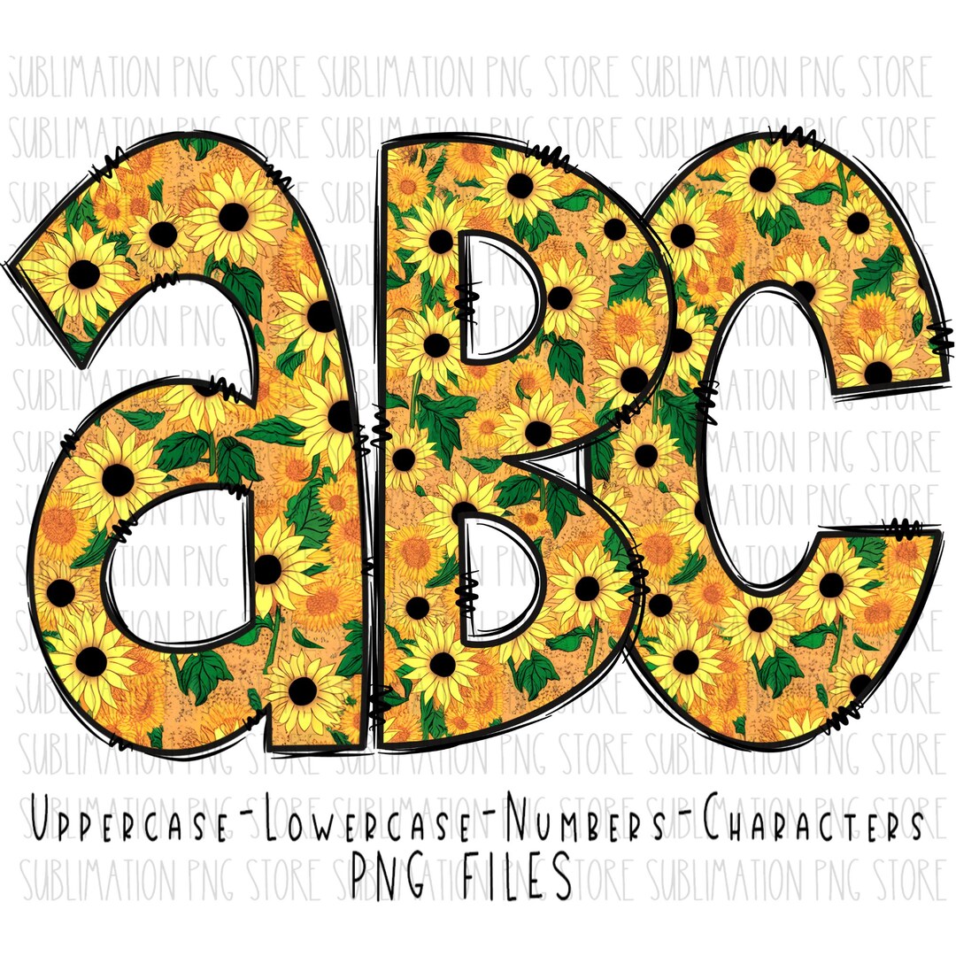 Sunflower Alphabet Doodle Letters Png Floral Alphabet Clipart Summer ...