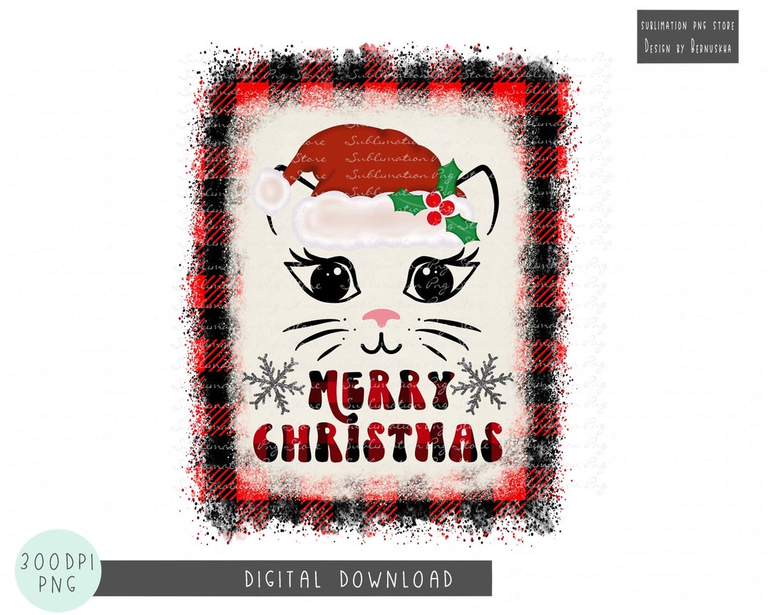 Christmas Cat Png Sublimation Design Digital Download, Cat With Santa ...