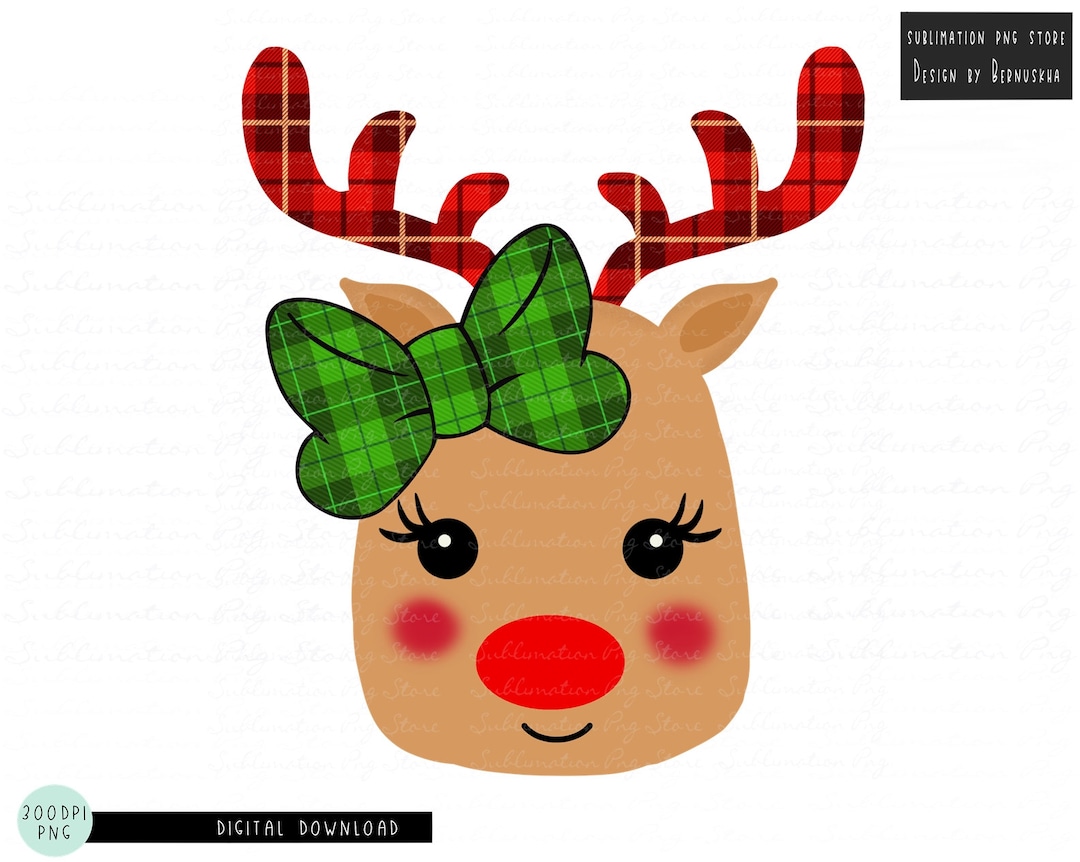 Christmas Reindeer Png Sublimation Design Digital Download, Buffalo ...