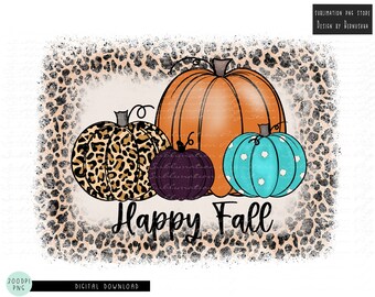 Happy Fall Leopard Pumpkin Png Sublimation Design Download - Etsy