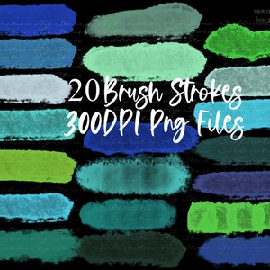 Blue and Green Watercolor Brush Strokes Clipart, Paint Brush Strokes ...