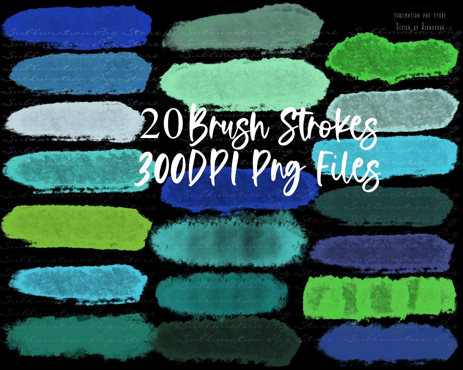 Blue and Green Watercolor Brush Strokes Clipart Paint Brush | Etsy