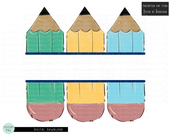 Pencil Trio Monogram Frame Png Sublimation Design Download - Etsy