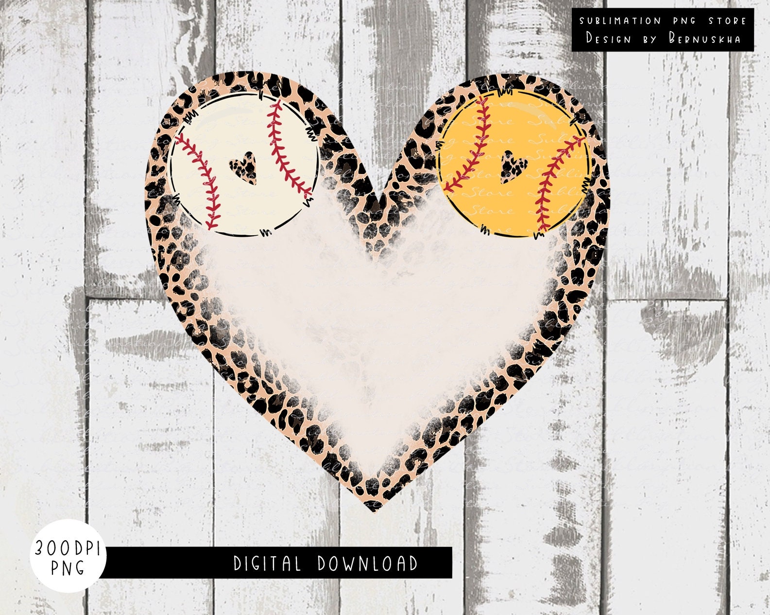 Softball Heart Baseball Heart Png Sublimation Design Download - Etsy
