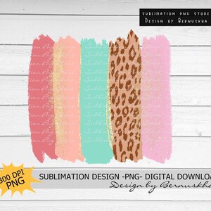 Pink Mint Leopard Brush Strokes Background Sublimation Design, Leopard ...
