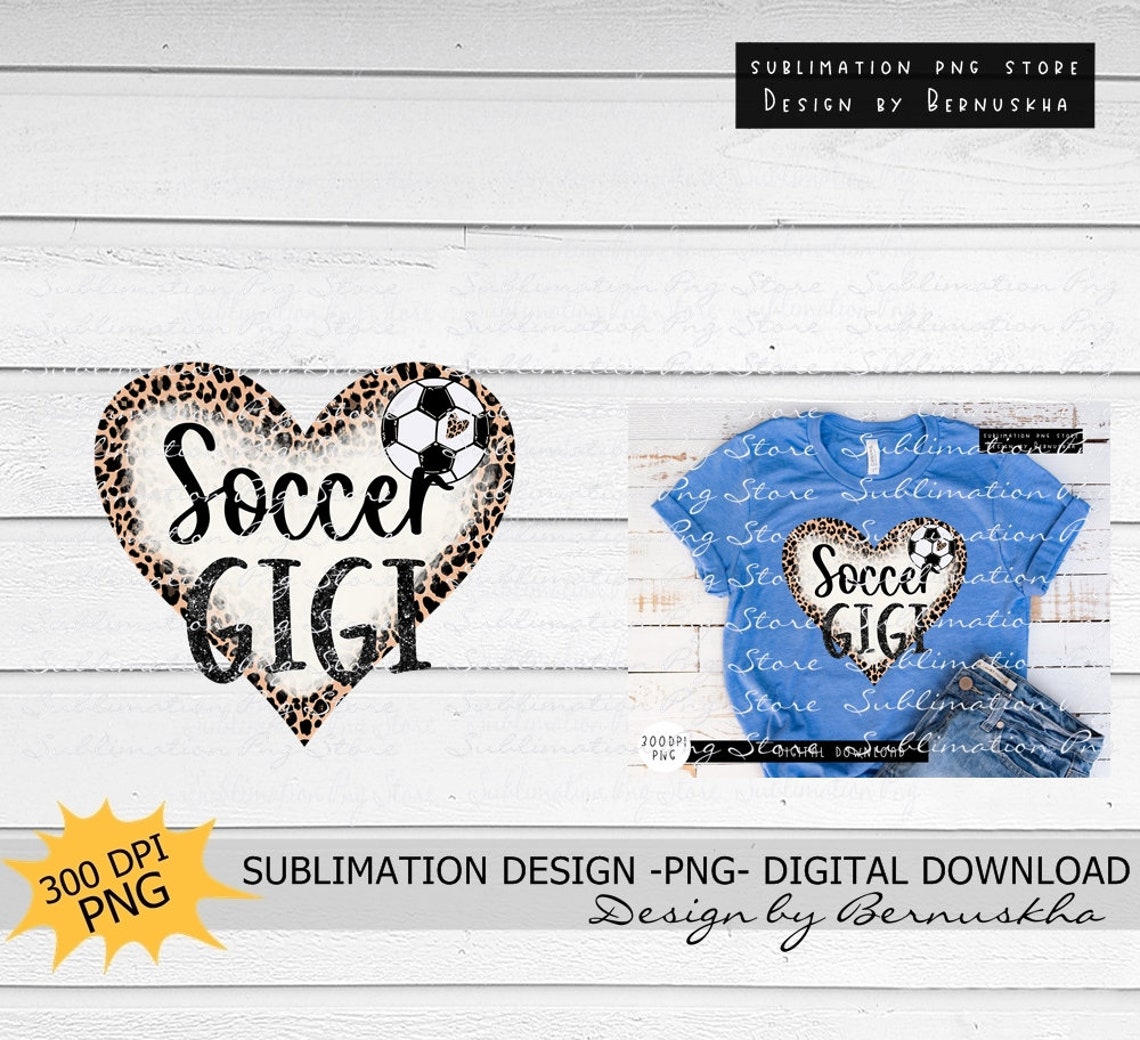 Soccer Gigi Heart Png Sublimation Design Download Leopard | Etsy