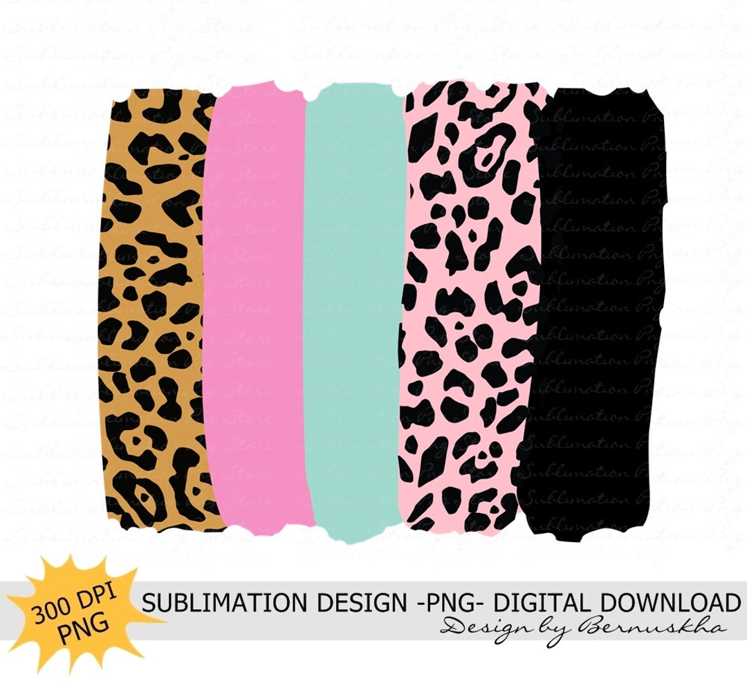 Pink Mint Leopard Brush Strokes Background Sublimation Design, Leopard ...