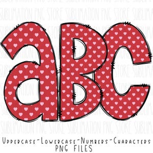 Valentines Doodle Letters Png Sublimation Design Doodle Alphabet ...