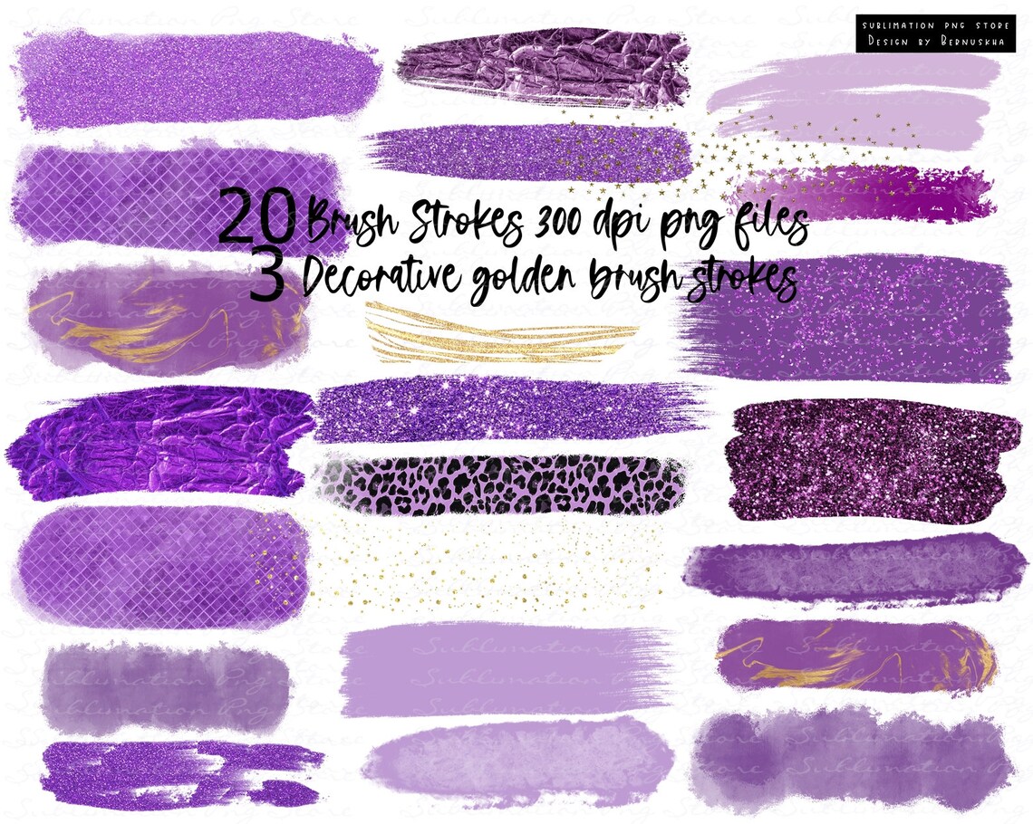 Purple Brush Strokes Clipart Paint Brush Strokes Png Clipart - Etsy