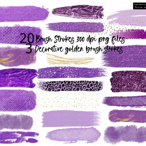 Purple Brush Strokes Clipart Paint Brush Strokes Png Clipart - Etsy