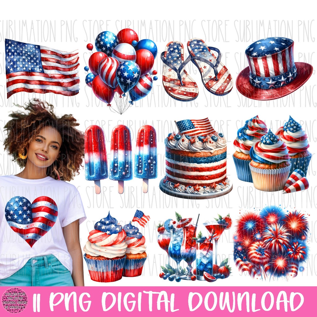 4th of July Watercolor Clipart Independence Day Fourth of July Png ...