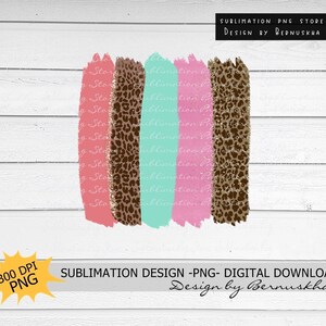 Pink Mint Leopard Brush Strokes Background Sublimation Design, Leopard ...