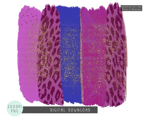 Png File For Sublimation Purple Gold Leopard Brush Strokes Background ...