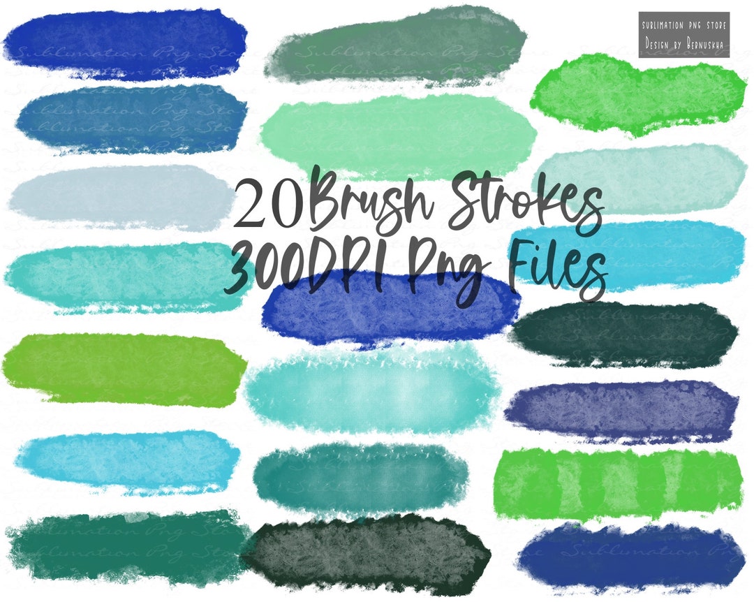 Blue and Green Watercolor Brush Strokes Clipart, Paint Brush Strokes ...