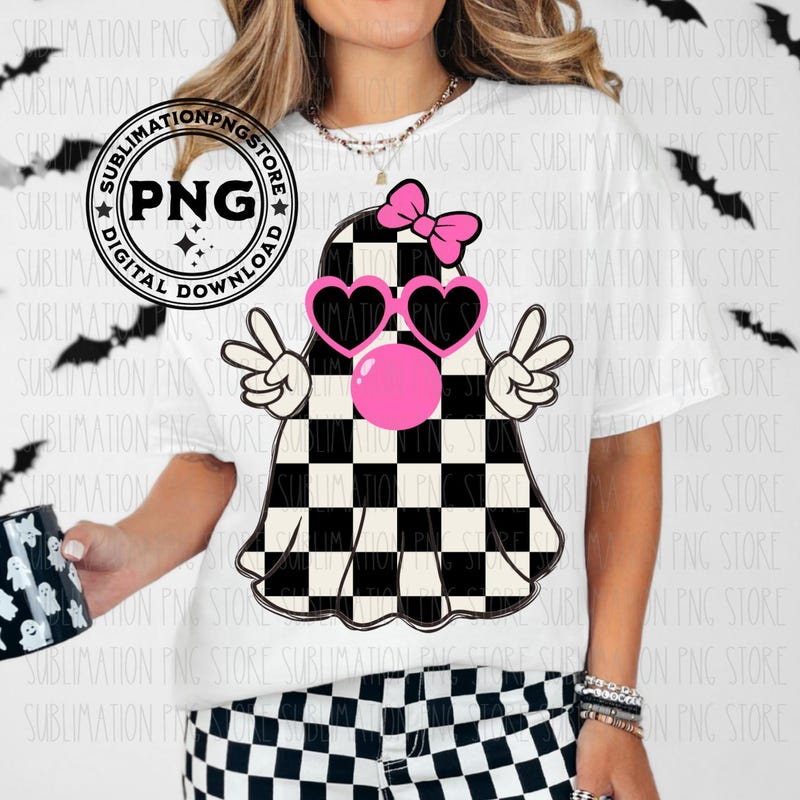 Checkered Ghost Png - Etsy
