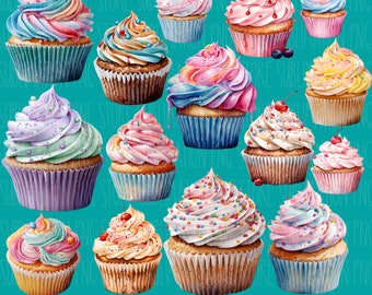 Watercolor Cupcakes Cupcakes Bundle Cupcake PNG Cupcakes Clipart ...
