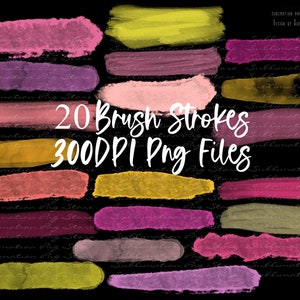 Pink and Yellow Watercolor Brush Strokes Clipart, Paint Brush Strokes ...