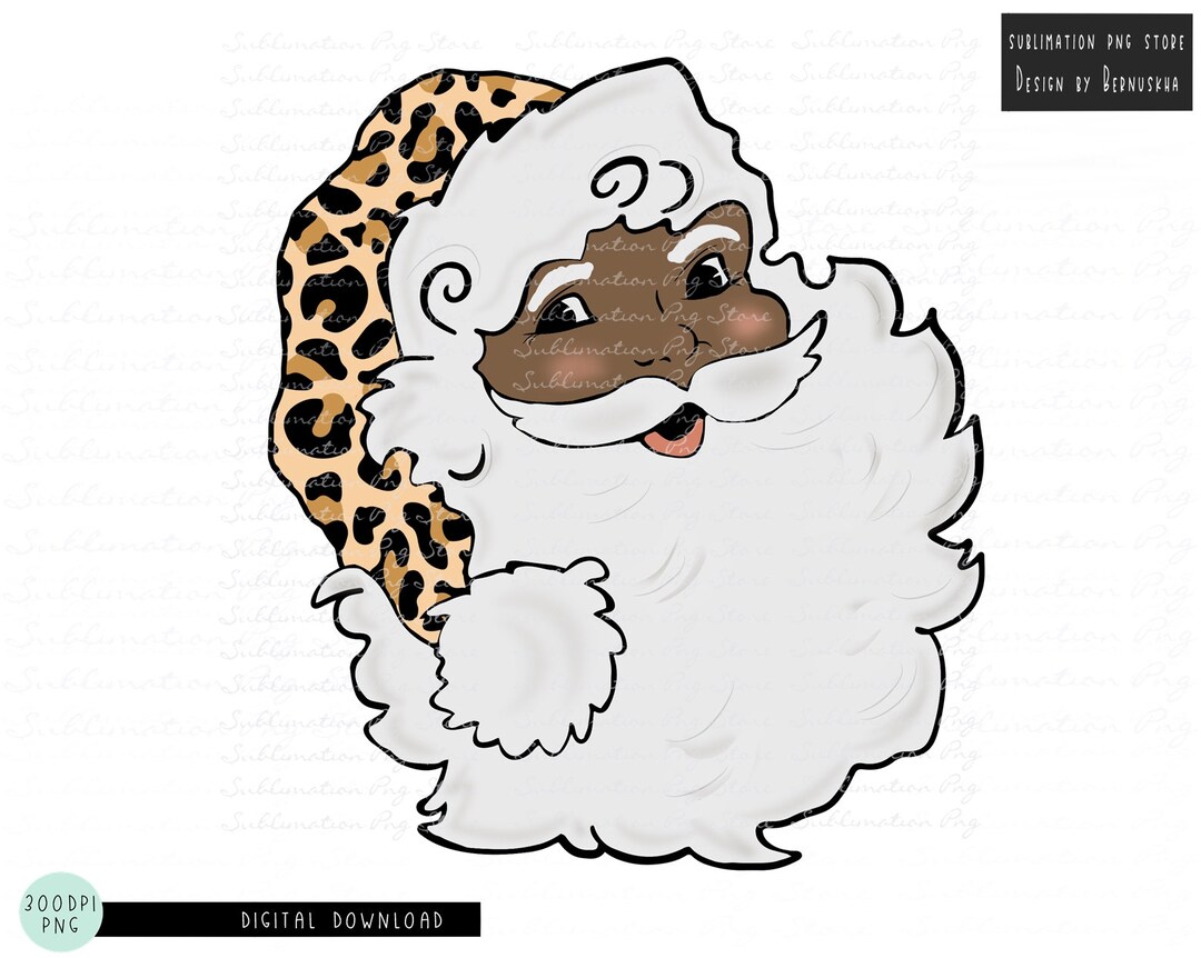 Santa Png Sublimation Design, Leopard Santa Png, Cheetah Santa Png ...
