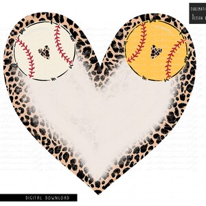 Softball Heart Baseball Heart Png Sublimation Design Download, Softball ...