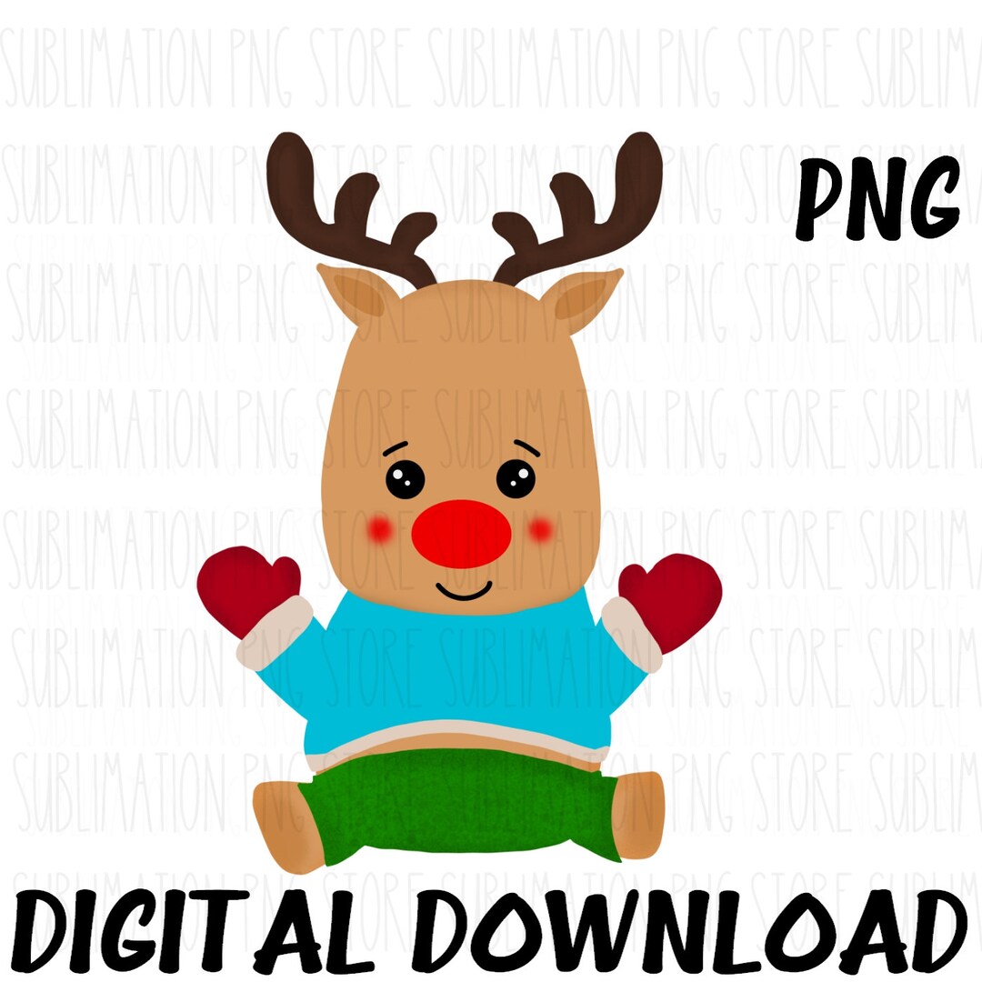 Christmas Reindeer Png Sublimation Design Baby Reindeer Kids Christmas ...