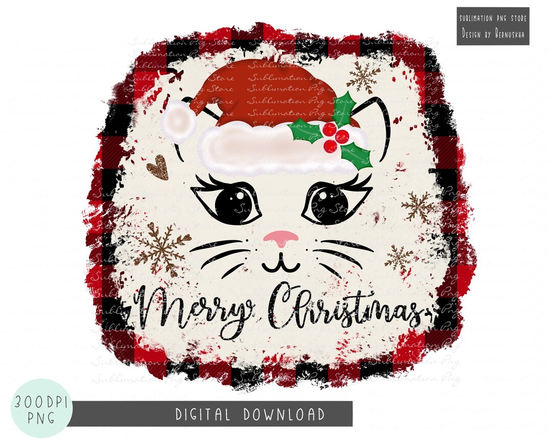 Christmas Cat Png Sublimation Design Digital Download, Cat With Santa ...