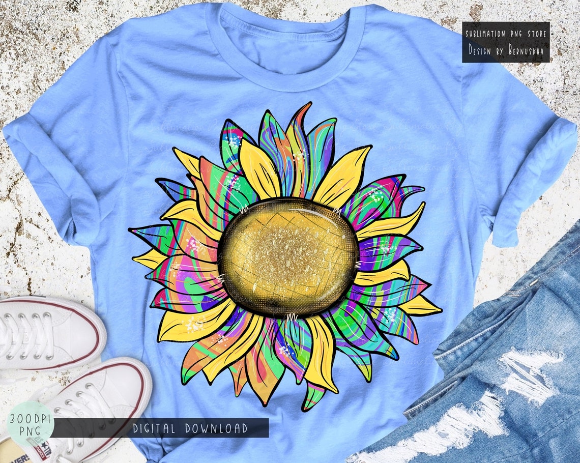Colorful Sunflower Sublimation Design Download Sunflower Png - Etsy