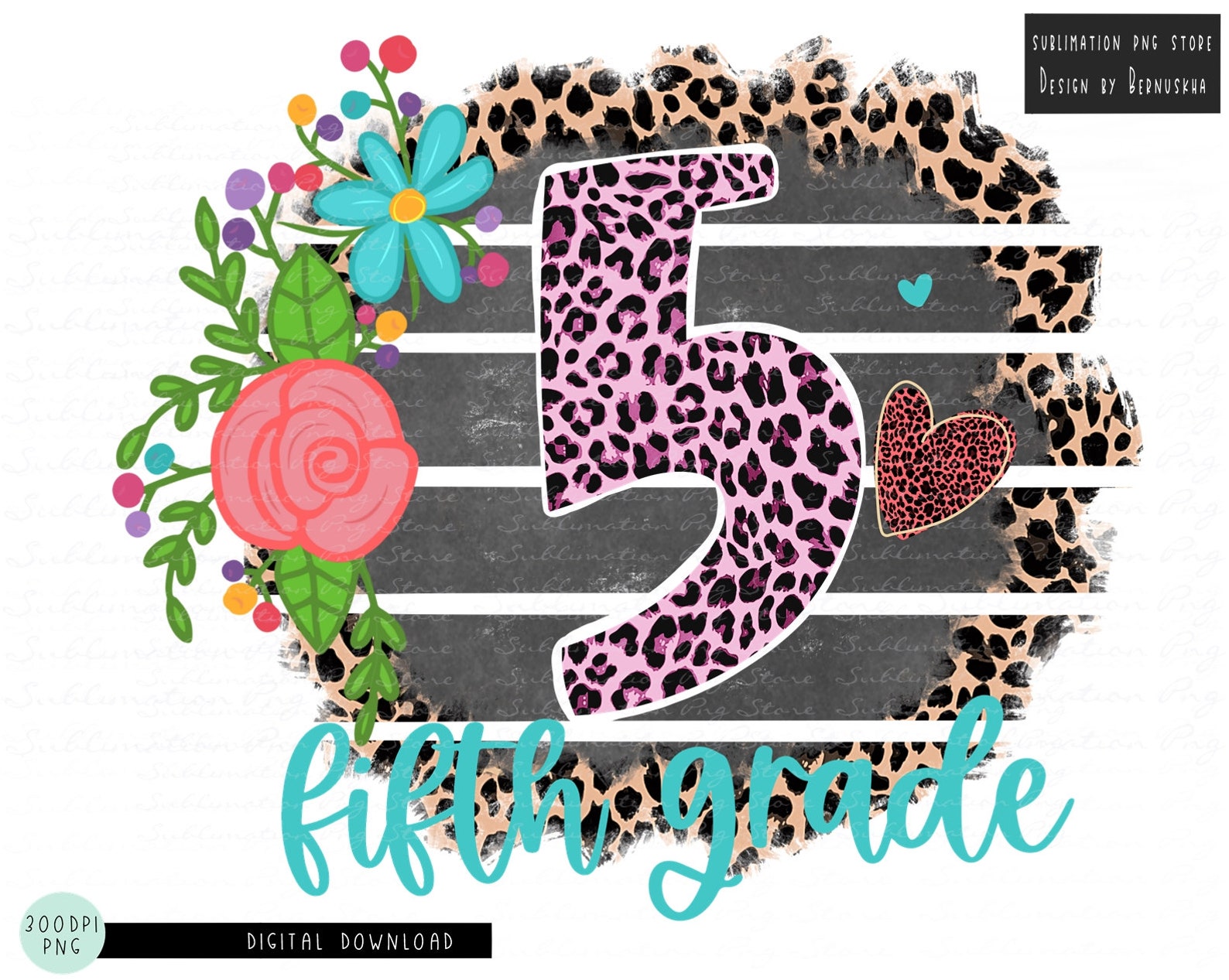 Fifth Grade Leopard Back to School Png Sublimation Design - Etsy